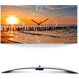 Artland Wanduhr &raquo;Sch&ouml;ner Sonnenuntergang am Strand&laquo; wahlweise mit Quarz- oder Funkuhrwerk, lautlos ohne Tickger&auml;usche orange B/H/T: 60cm x 30cm x 0,3cm, 