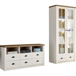 Home Affaire Wohnwand &raquo;Beauvais&laquo; 2 Stk. tlg. wei&szlig; Holzwerkstoff, MDF B/H/T: 240cmcm x 198cmcm x 43cmcm