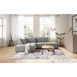 Musterring Ecksofa &raquo;Lucia bequem, elegant & zeitlos, elegante Sofa ohne Armlehnen&laquo; mit gro&szlig;em Longchair, verschiedene Farben, B304 x T224 cm grau 100% Polyester 