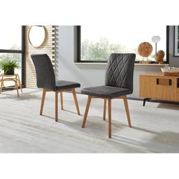 OTTO home Esszimmerstuhl &raquo;Brest&laquo; (Set) 2 Stk.Gestell aus Eiche Massivholz ge&ouml;lt grau Polyester B/H/T: 47cm x 88cm x 66cm, 2 Stk., Microfaser