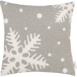 Tom Tailor HOME Dekokissen &raquo;Winter Flake&laquo; mit hochertigem Boucl&eacute;-Effekt, Kissenh&uuml;lle ohne F&uuml;llung, 1 St&uuml;ck grau Baumwolle B/L: 45cm x 45cm, 1 Stk.