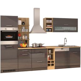 KOCHSTATION K&uuml;chenzeile &raquo;KS-Mailand&laquo; mit E-Ger&auml;ten, Breite 310 cm grau B/H/T: 310cm x 60cm