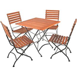 Garden Pleasure Garten-Essgruppe &raquo;WIEN&laquo; Set, 5 Stk. tlg. braun FSC -zertifiziertes Massivholz, Stahl B/H/T: 180cm x 89cm x 180cm