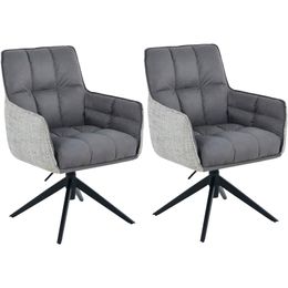 Hela Drehstuhl &raquo;POMBA&laquo; (Set) 2 Stk.360&deg; drehbar, h&ouml;henverstellbar, Federkorb, Armlehnen, 140kg belastbar grau Metall, Polyester, Stoff B/H/T: 61cm x 