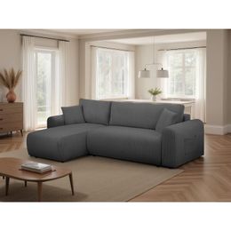 OTTO home Ecksofa &raquo;JONAA Cord L-Form, 241cm. OTTO. Verl&auml;ssliche Qualit&auml;t&laquo; Tonnentaschen-Federkern, Bettkasten, Schlafsofa (133/200) grau B/H/T: 241cm 