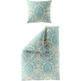 Bierbaum Bettw&auml;sche &raquo;Lotte&laquo; 2 Stk. Mako-Satin, 100 % Baumwolle, mit Ornamenten, pflegeleicht gr&uuml;n Mako-Satin, Obermaterial: 100% Baumwolle B/L: 155cm 