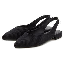 Lascana Damen Lascana Ballerina &raquo;Sling-Ballerina, Sandale,&laquo; mit elastischem Riemchen aus Textil VEGAN schwarz 36