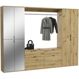 Home Affaire Garderoben-Set &raquo;TRONDHEIM, 5-teilig, Breite 243cm, individuell platzier- & erweiterbar&laquo; Set, bestehend aus: 2x Garderobenschrank breit & 