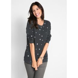 bonprix Damen bonprix Langarmshirt figurumspielende Passform, mit Rundhalsausschnitt, aus Baumwolle schwarz 36/38 (S)