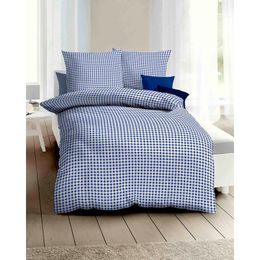 Kaeppel Bettw&auml;sche &raquo;Vichy Karo&laquo; 2 Stk. mit Karomuster blau Feinbiber, Obermaterial: 100% Baumwolle B/L: 155cm x 220cm, 1 Stk., 1 Stk., Feinbiber, B/L: 80cm x 