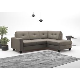 OTTO home Ecksofa &raquo;Varese&laquo; wahlweise mit Schlaffunktion und Bettkasten B/H/T: 226cm x 91cm x 170cm, NaturLEDER Stoff, Ottomane rechts, ohne 