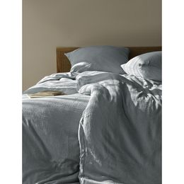 Bierbaum Bettw&auml;sche &raquo;4129&laquo; 2 Stk. Musselin, 100 % Baumwolle, pflegeleicht, b&uuml;gelfrei blau Musselin, Obermaterial: 100% Baumwolle B/L: 155cm x 220cm, 1