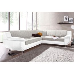 Trendmanufaktur Ecksofa &raquo;Rondo 3, zeitlos und modern, im Materialmix, L-Form&laquo; wahlweise Federkern f&uuml;r hohen Sitzkomfort, wahlweise Bettfunktion wei&szlig; 