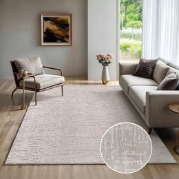 the carpet Designteppich &raquo;Rio&laquo; rechteckig 15 mm H&ouml;he Hoch-Tief-Effekt beige Polyester B : 120cm 1 Stk., 15mm, L: 160cm