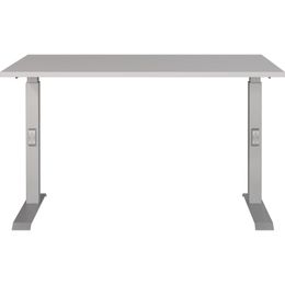 Germania Schreibtisch &raquo;Downey&laquo; h&ouml;henverstellbar von 68-91 cm, verf&uuml;gbar in verschiedenen Breiten grau B/H/T: 120cm x 91cm x 80cm, Gestellfarbe Silber
