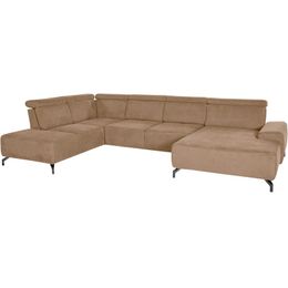 Sit & More sit&more Wohnlandschaft &raquo;Gizeh U-Form&laquo; 12 cm Fu&szlig;h&ouml;he, inklusive Sitztiefenverstellung und Kopfteilverstellung braun B/H/T: 340cm x 230cm, Luxus-
