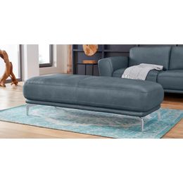 W.Schillig Hocker &raquo;montanaa&laquo; mit Metallf&uuml;&szlig;en in Silber matt, Breite 141 cm blau B/H/T: 141cm x 42cm x 61cm, Longlife Xtra-Leder Z69
