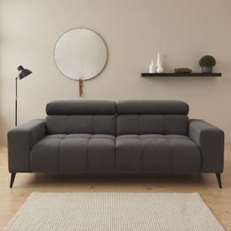 DOMO collection 2-Sitzer &raquo;Trento, mit Kufenfu&szlig; oder Einzelfu&szlig;&laquo; whlw. verstellbare Kopfteile, passend f&uuml;r g&auml;ngige Saugroboter grau 92% Polyester, 8% 