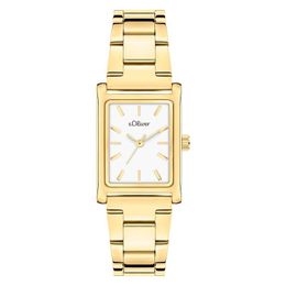 s.Oliver Damen s.Oliver Quarzuhr &raquo;Line Time&laquo; Armbanduhr, Damenuhr, Edelstahlarmband, analog gold Einheitsgr&ouml;&szlig;e