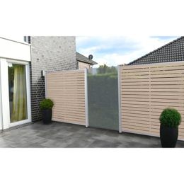TETZNER & JENTZSCH Sichtschutzelement &raquo;Hampton&laquo; langlebig, witterungsbest&auml;ndig beige Aluminium, BPC H/L: 180cm x 9,42m, Pfosten: 6 Stk.