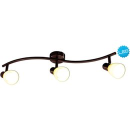 N&auml;ve n&auml;ve LED Deckenspot &raquo;Mestre&laquo; E14 1 Stk. Warmwei&szlig; 3er LED Wand-u. Deckenspot, E14, braun, Glasschirm wei&szlig; braun 3, &Oslash; 6,5cm H: 12cm, 1 Stk.