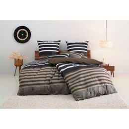 OTTO home Bettw&auml;sche &raquo;Majoran&laquo; 2 Stk. gestreifte Bettw&auml;sche, Marke H.I.S by OTTO home braun Linon, Obermaterial: 100% Baumwolle B/L: 135cm x 200cm, 1 