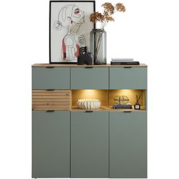 Innostyle Highboard &raquo;INA&laquo; 1 Stk. tlg. 3 t&uuml;rig, 4 Schubladen, inkl. Beleuchtung, Softclose ABS-Kunststoff, Holzwerkstoff, MDF, Metall B/H/T: 125cm x 125cm x 45cm