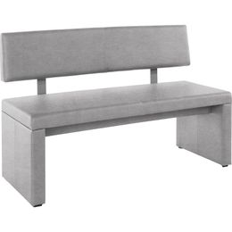 OTTO home Sitzbank &raquo;Charissa&laquo; mit Lehne, Breite 140, 160 oder 180 cm grau Holzwerkstoff, Massivholz B/H/T: 180cm x 90cm x 53cm, Microfaser