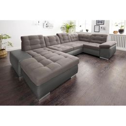Sit & More sit&more Wohnlandschaft &raquo;Ontario U-Form&laquo; XXL, wahlweise mit Schlaffunktion grau Luxus-Microfaser (Variante 2: 90% Polyester, 10% Polyamid);Flachgewebe