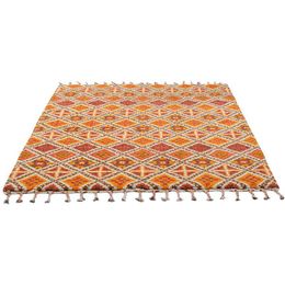 Theko Wollteppich &raquo;Marmoucha, handgekn&uuml;pft&laquo; rechteckig 24 mm H&ouml;he echter Berber Teppich, reine Wolle, auch als L&auml;ufer, Wohnzimmer orange Wolle B : 