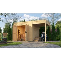 Weka Gartenhaus &raquo;Batu 1,5 mit Anbau&laquo; beige Massivholz ohne Fu&szlig;boden, ohne Dacheindeckung