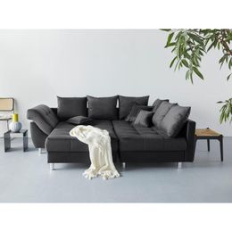 Collection AB Ecksofa &raquo;Innsbruck L-Form, B: 247 cm&laquo; Set: Sofa & Hocker, 3 Zierkissen, Federkern schwarz Microfaser PRIMABELLE (100% Polyester), 