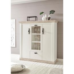 Home Affaire Highboard &raquo;Florenz&laquo; im romantischen Landhaus-Look, Breite 140 cm wei&szlig; B/H/T: 140cm x 146cm x 44cm, 1 Stk., 3 Stk.