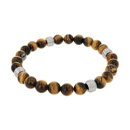 Amor Herren Armband mit Tigerauge braun 19cm, Edelstahl