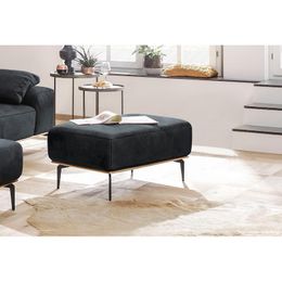 W.Schillig Polsterhocker &raquo;run&laquo; mit Holzsockel, F&uuml;&szlig;e in Schwarz pulverbeschichtet, Breite 75 cm schwarz Longlife Xtra-Leder Z73: Naturwalkleder der 