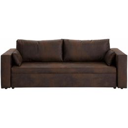 Home Affaire 3-Sitzer &raquo;Pur&laquo; wahlweise mit Bettfunktion braun Struktur (100% Polyester);100% Polyester Melrose ;Luxus-Microfaser Nubuk (100% Polyester)