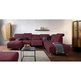 Home Affaire Wohnlandschaft &raquo;Manhattan U-Form&laquo; 2 Sitze mit elektrischer Relaxfunktion, verstellbare Armlehnen lila Luxus Microfaser2 (90% Polyester, 