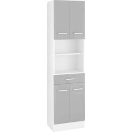 Welltime Hochschrank &raquo;Ribera&laquo; grau MDF wei&szlig;, B/H/T: 50cm x 190cm x 35cm, Schubladen: 1 Stk. T&uuml;ren: 4 Stk.