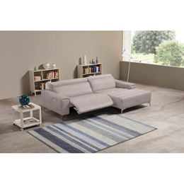 Egoitaliano Ecksofa &raquo;Suzette, Designsofa mit hohem Sitzkomfort&laquo; mit Recamiere, inkl. 1 elektronischen Relaxfunktion, L-Form grau Luxus-Micofaser Lederoptik (100% 