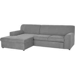 DOMO collection Ecksofa &raquo;Topper, elegant und zeitlos, kompaktes Stellma&szlig; 245/155cm, L-Form&laquo; mit Recamiere, wahlweise mit Schlaffunktion grau B/H/T: 