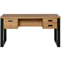 Jahnke Schreibtisch &raquo;RIVA D 150&laquo; 1 Stk. tlg. gro&szlig;e Arbeitsfl&auml;che, Stauraum, Metallgriffe, Breite ca. 150 cm schwarz B/H/T: 150cm x 75,5cm x 59cm,montana 