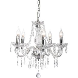 NOWA Kronleuchter &raquo;MARIE&laquo; E14 1 Stk. Luster, Elegante Leuchte, Kristalle, H&auml;ngeleuchte, Pendelleuchte grau &Oslash; 48cm, 1 Stk.