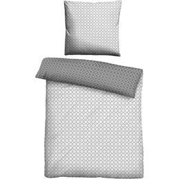 Biberna Wendebettw&auml;sche &raquo;Combinate in Gr. 135x200, 155x220 oder 200x200 cm&laquo; 2 Stk. Bettw&auml;sche aus Baumwolle, zeitlose Bettw&auml;sche mit Wendeoptik grau Mako-