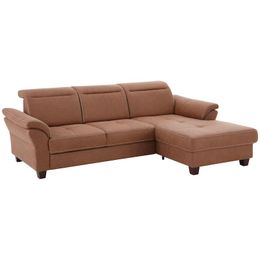 OTTO home Ecksofa &raquo;Solvei L-Form&laquo; mit Recamierenabschlu&szlig; und Sitztiefenverstellung braun Struktur (100% Polyester);Luxus-Microfaser Lederoptik (100% 