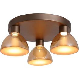 Searchlight LED Deckenleuchte &raquo;Cannes LED 3Lt-Deckenleuchte, Latte-Metall und Bernsteinglas&laquo; LED-Modul 1 Stk. braun H: 17,1cm, 1 Stk.