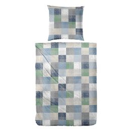 Primera Bettw&auml;sche &raquo;Biber-Bettw&auml;sche Pixelgrid&laquo; 2 Stk. mit klassischer Karo-Optik Biber, Obermaterial: 100% Baumwolle B/L: 135cm x 200cm, 1 Stk., 1 Stk., 