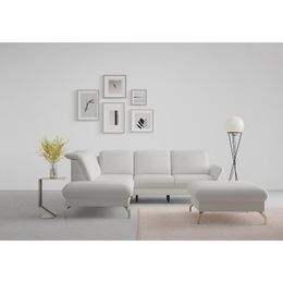 Sit & More sit&more Ecksofa &raquo;Fashion L-Form&laquo; wahlweise mit Kopfteilverstellung, Vorziehsitz, motorisch, Nickelf&uuml;&szlig;e grau B/H/T: 250cm x 84cm x 207cm, Soft clean, 