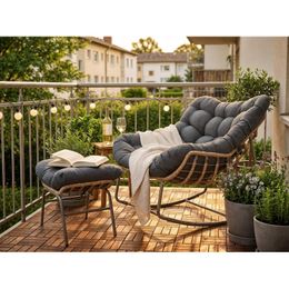 Konifera Schaukelstuhl &raquo;Ferrol&laquo; (Set) inklusive Fu&szlig;hocker, mit Auflagen grau Polyrattan, Stahl B/H/T: 97cm x 85cm x 103cm