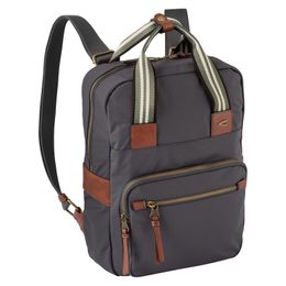 Camel Active Damen Camel Active Rucksack &raquo;Bari&laquo; aus hochwertigem matten Nylon mit gestreiftem Gewebeband grau B/H/T: 29cm x 35cm x 14cm