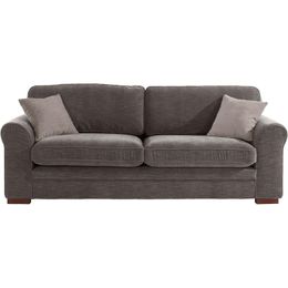 Home Affaire 3-Sitzer &raquo;Broughton&laquo; weicher Sitzkomfort, incl. 2 Zierkissen, Keder grau 100% Polyester B/H/T: 233cm x 92cm x 94cm, Samtoptik
